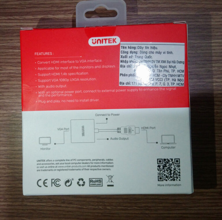 Đầu chuyển đổi HDMI sang VGA Unitek Y-6333 - MayChieuCu.Net